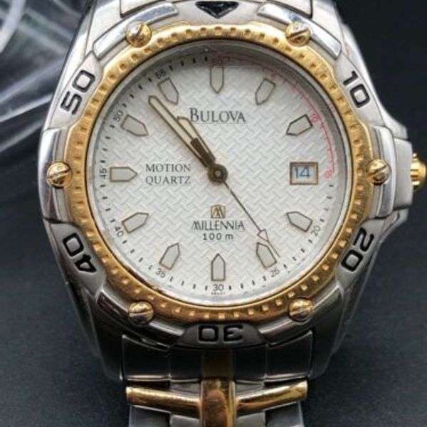 Men’s Bulova Motion Quartz Kinetic Millenia 100m Watch 98G36 Works ...
