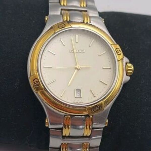 Vintage Gucci 9040M Men's Watch Two-Tone Stainless Steel Water ...