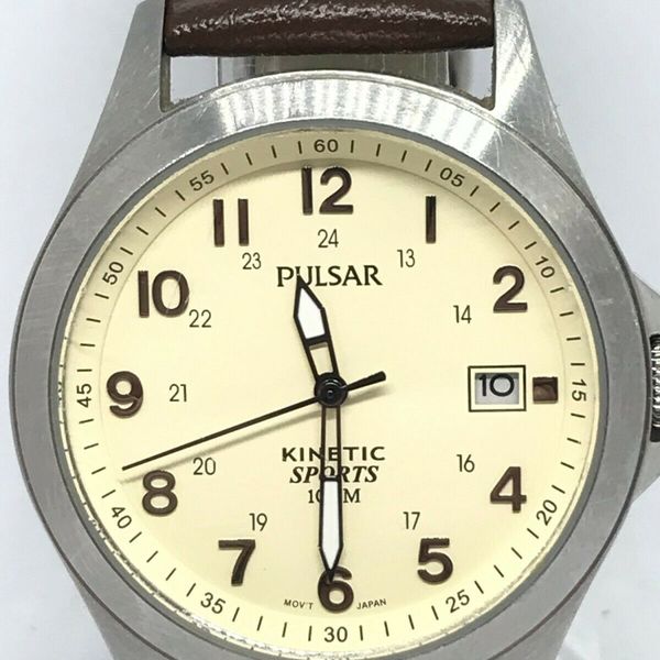 Pulsar by SEIKO Men YT57-X041 Kinetic Sport Watch Brand New Brown Leather Strap | WatchCharts ...