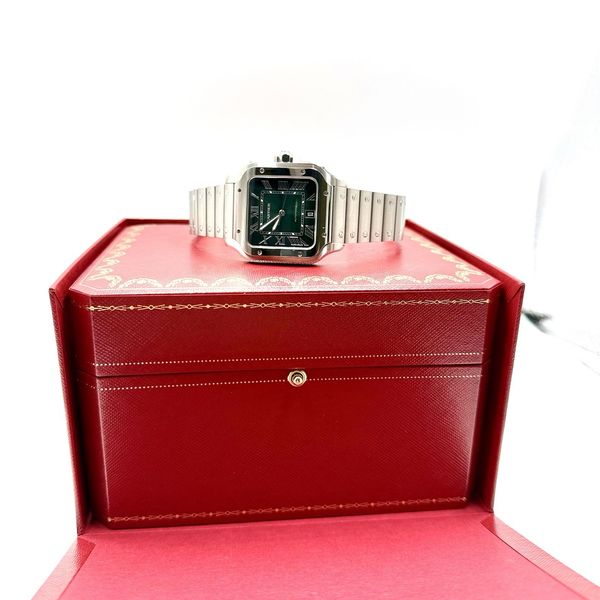 Cartier Santos de Cartier WSSA0062 Large Green Dial Box And Papers ...