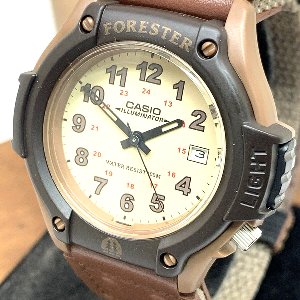 Casio Men's Watch FT500W Illuminator Quartz Analog Brown Leather Nylon ...