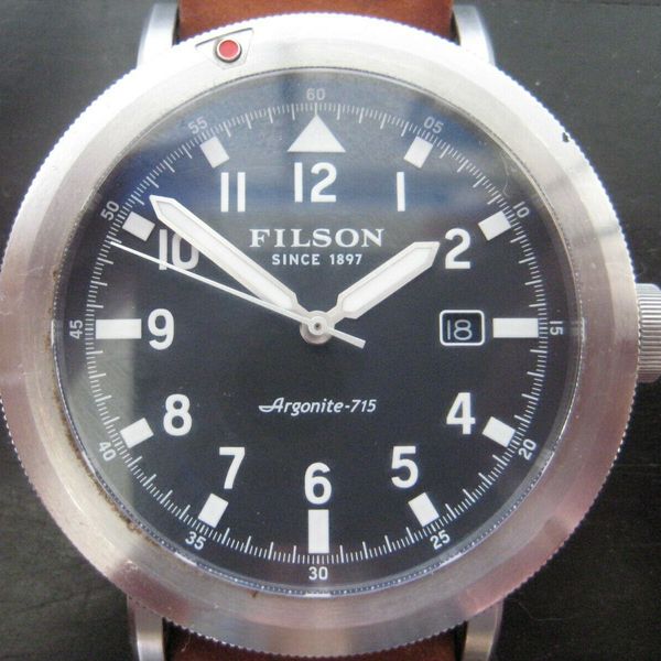 Filson Argonite-715 men's watch stainless steel leather band ...