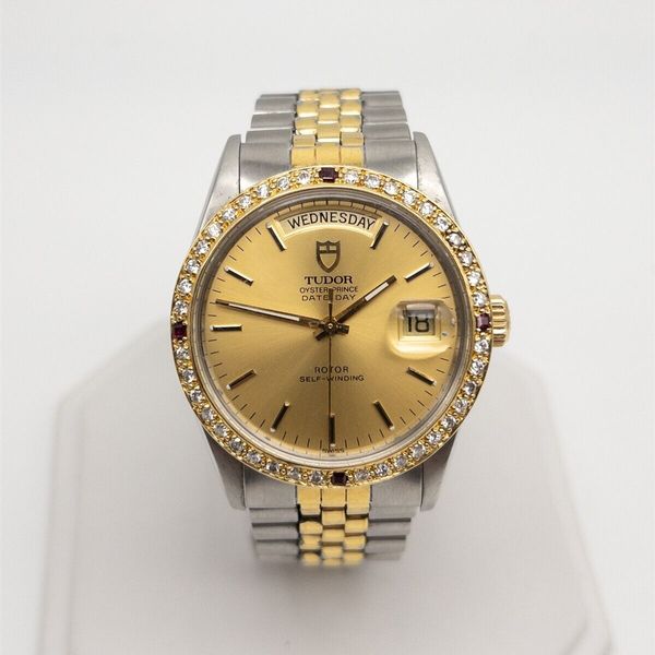 $9000 TUDOR ROLEX Mens PRESIDENT DAY DATE 18k Yellow Gold SS RUBY ...