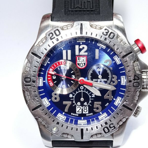 45mm Luminox Series 8150/8350 200M Dive Chronograph Watch w/ Blue Dial ...