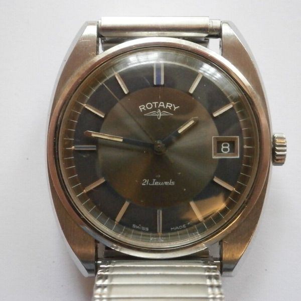 Vintage gents wristwatch ROTARY mechanical watch spares or repair AS ...