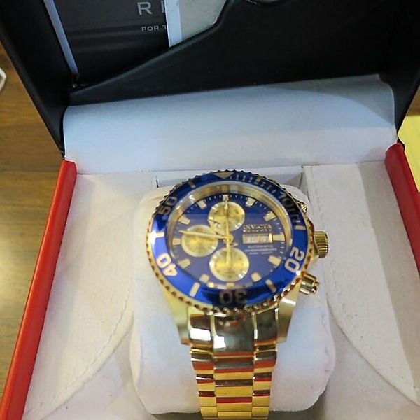 Invicta Reserve Grand Diver Gold Blue Dial Valjoux 7750 Automatic Watch ...