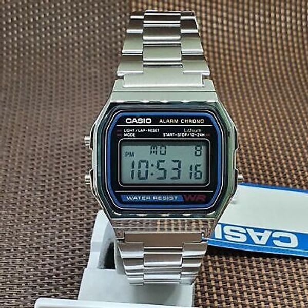 Casio A158WA-1D Vintage Series Digital Stainless Steel Quartz Unisex ...