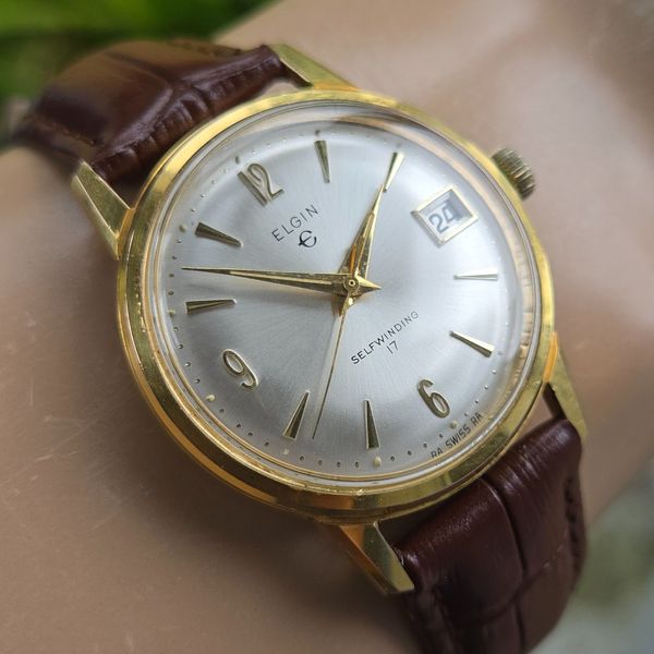 Vintage ELGIN men's automatic watch cal.849 17Jewels date swiss 1960s ...