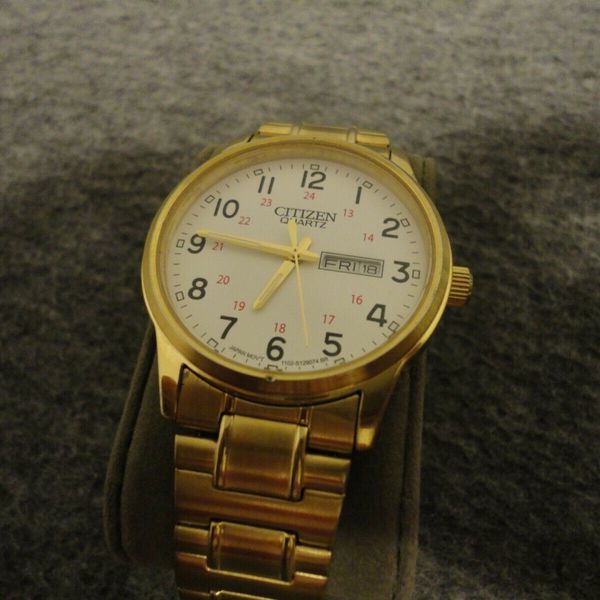 CITIZEN RAILROAD DAY/DATE MENS WATCH 1102-S090091 EXCELLENT CONDITION W ...