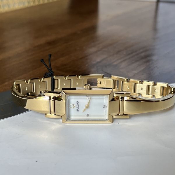BULOVA Half-Bangle DIAMOND 18 mm Gold Stainless Women's Watch 97P141 ...