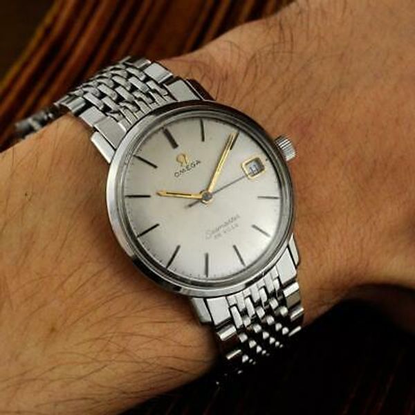 1965' ORIGINAL OMEGA SEAMASTER DE VILLE DATE MANUAL WIND GENTS WATCH W ...