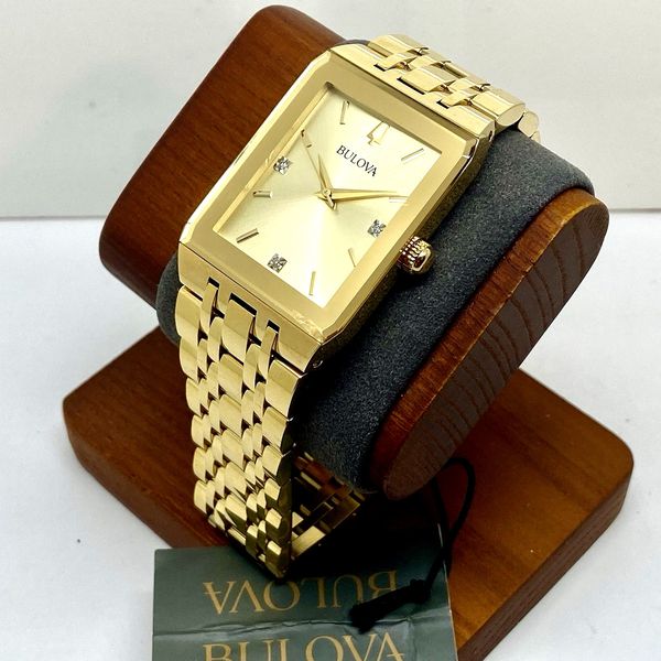 Bulova Quadra Modern Men's Watch 97D120 Gold Tone 30mm CHIPPED NEW ...