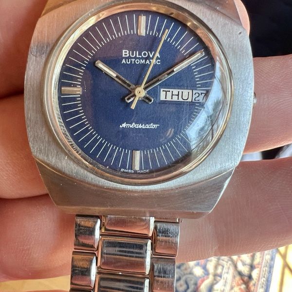 Bulova Menâ s Vintage Automatic Ambassador Watch With Bracelet Blue ...