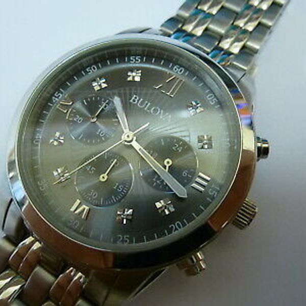 Gents Bulova B7 Diamond Set Stainless Steel Watch - BOXED - | WatchCharts