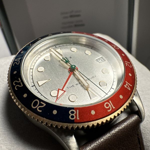Mens New Timex Waterbury GMT 39mm Pepsi Bezel Watch Rp Â£180 TW2U99100 ...