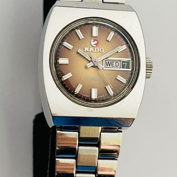 Vintage RADO Watch Rado Conway Ladies watch All Stainless Steel Brown ...