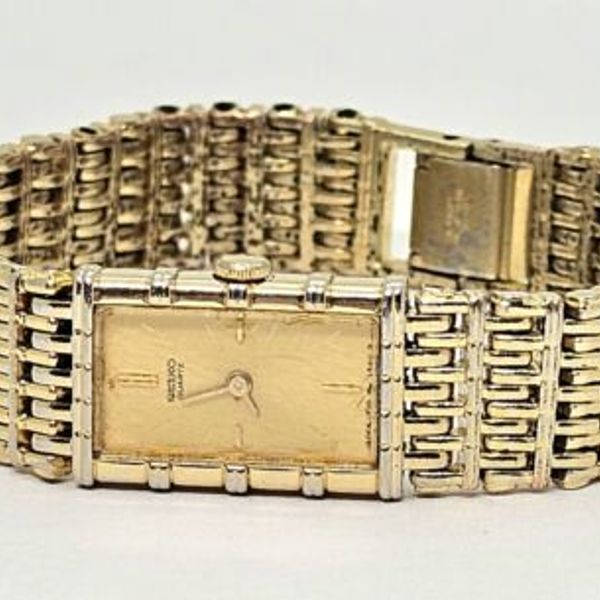Ladies Seiko 2E20-6109 Bamboo Gold Tone Tank Style Watch New Battery ...