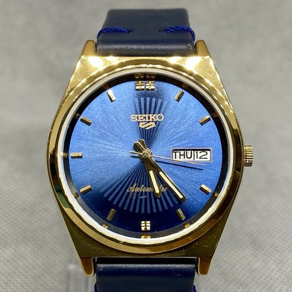 VINTAGE SEIKO 5 AUTOMATIC 6309A JAPAN MENS BLUE COLOR DIAL WATCH ...