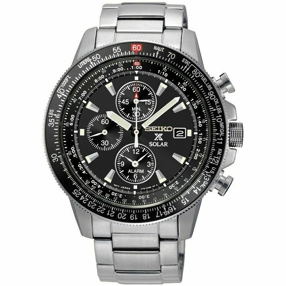 New Seiko SSC009P1 Prospex Flightmaster Solar Stainless Steel Men's ...