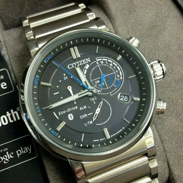 Citizen Eco-Drive Proximity Bluetooth Black Dial Stainless Steel Watch ...