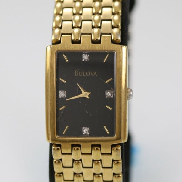 Bulova Men Watch Gold Stainless Steel Water Resistant Battery Date ...