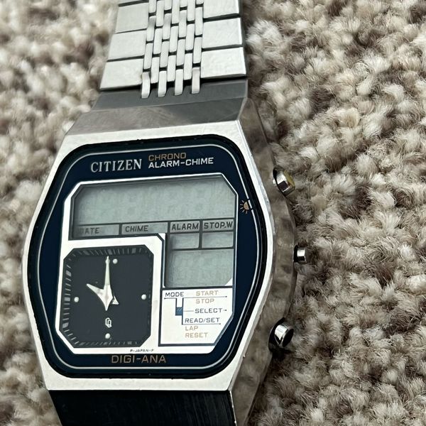Vintage Citizen Digi-ana wrist watch; dual LCD display & analogue dial ...