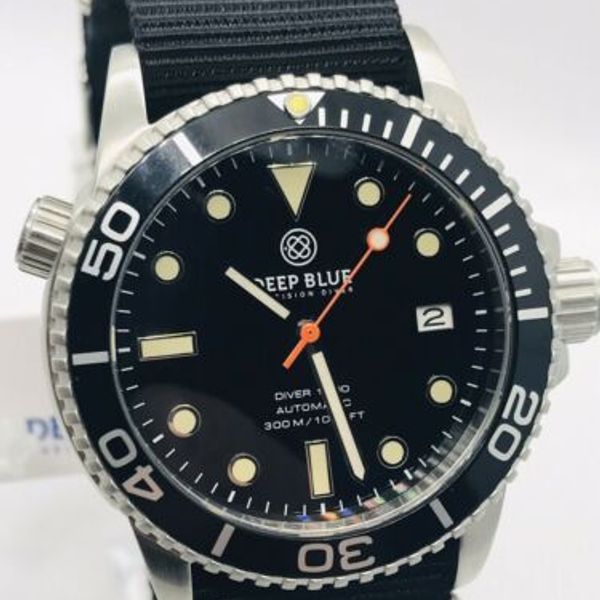 Deep Blue M1K 40mm Dive Watch- Black Dial Vintage Lume | WatchCharts ...