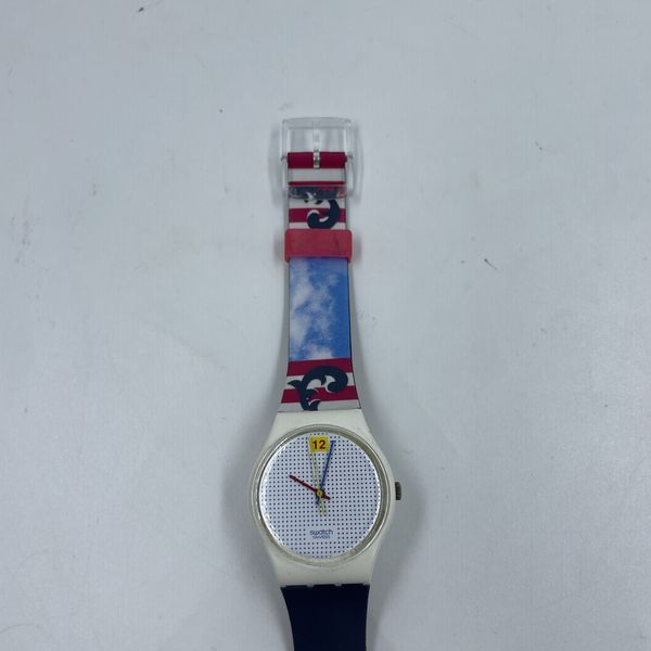 Swatch Watch 1985 Dotted Standard Quartz Wristwatch Swiss Made GW104 ...