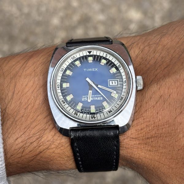 Vintage 1974 Timex 25m Divers Watch Blue Dial - Spares / Repair ...