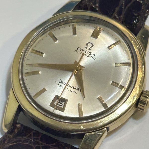 Omega Automatic Seamaster Calendar Watch 18k Gold Bumper Calibre 355 ...
