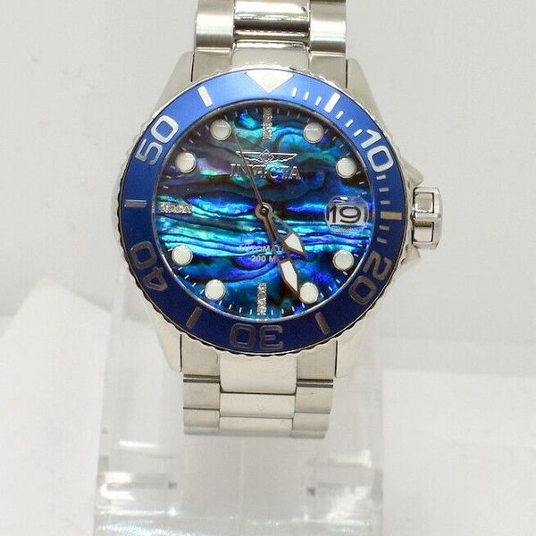 Invicta Grand Diver Diamond Automatic Watch Blue Abalone Dial 40mm Steel 40147 | WatchCharts ...