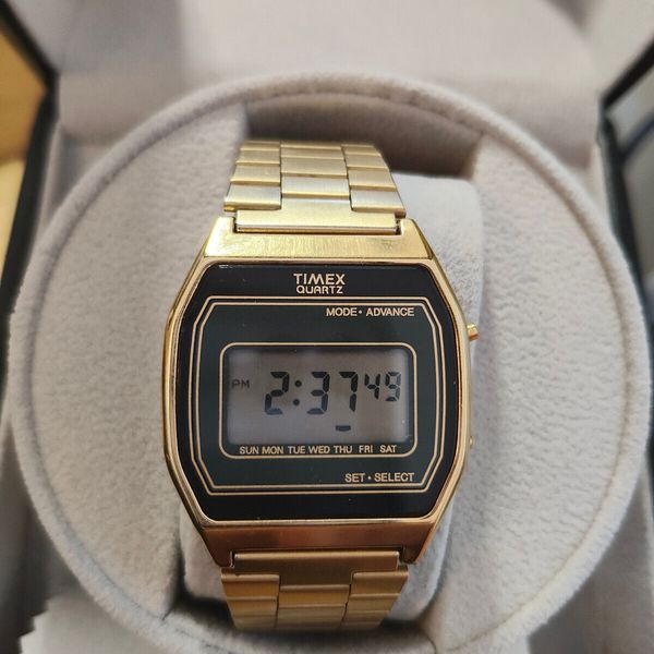 Vintage Timex Men's Digital Watch, Gold Tone | WatchCharts Marketplace