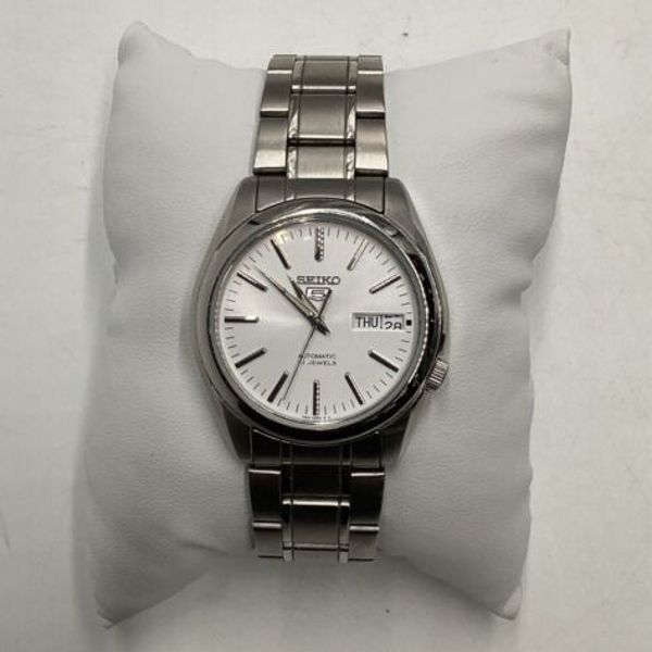SEIKO 5 SNKL41 Men's Automatic 21 Jewels White Dial Stainless Steel ...