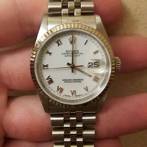 [WTS] Rolex DJ 16234 36MM White Face Roman Numeral Fluted Bezel ...