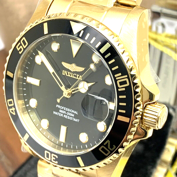 Invicta Womens Watch 37154 Pro Diver Quartz Black Dial Gold Stainless ...