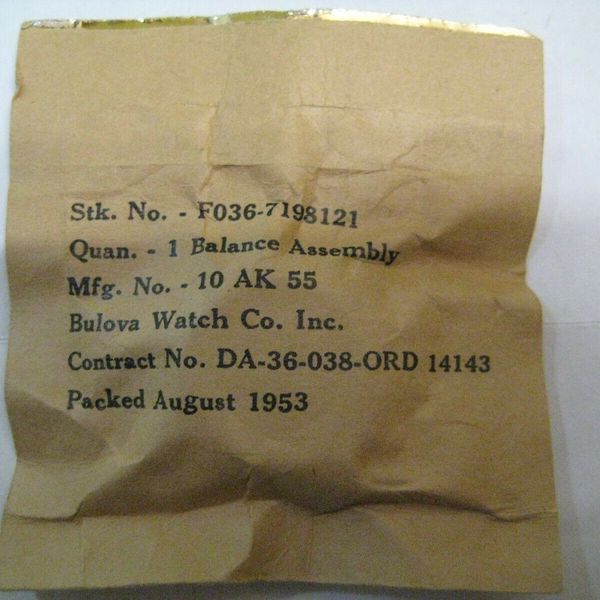 NOS Bulova 10AK Balance Wheel Complete | WatchCharts