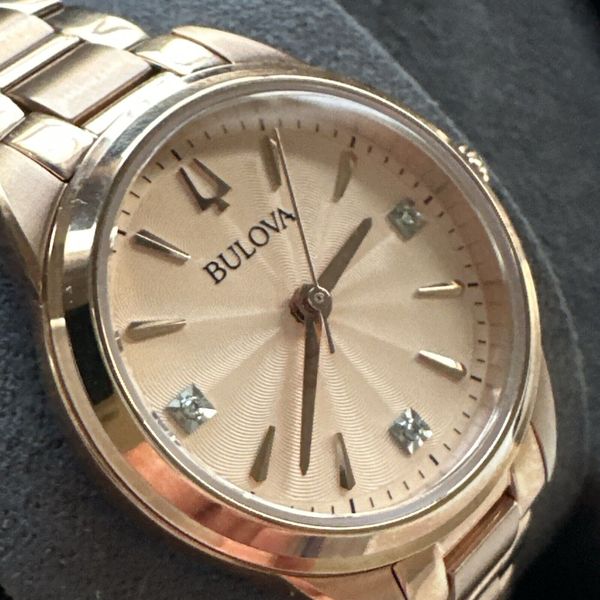 Bulova Sutton Women's Quartz Diamond Accent Rose Gold Watch 28mm 97P151 ...