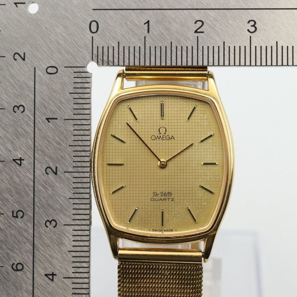 *Exc+5* Montre Homme Vintage OMEGA De Ville 1365 Qz Gold Dial Rectangle ...