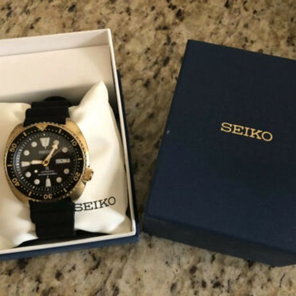 NEW SEIKO PROSPEX TURTLE AUTOMATIC DIVER 45MM GOLD PLATED CASE SRPC44 ...