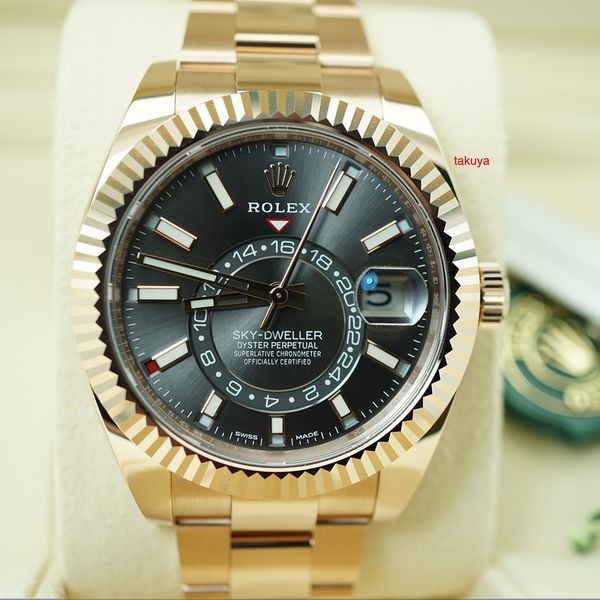FSOT:BNIB Rolex 326935 SKY-DWELLER 18K ROSE GOLD DARK RHODIUM DIAL 2019 ...