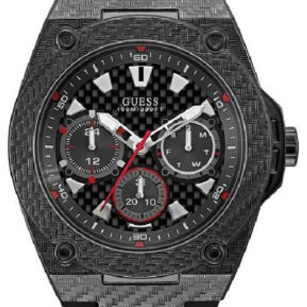 Guess Legacy Black Dial Multi-function Men's Silicone Analog Watch ...