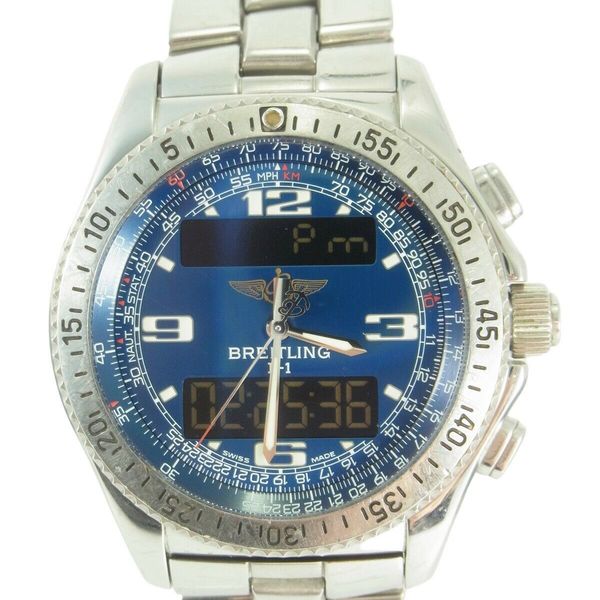 BREITLING B-1 Digiana Analog & Digital Blue Dial Quartz Watch A68362 ...