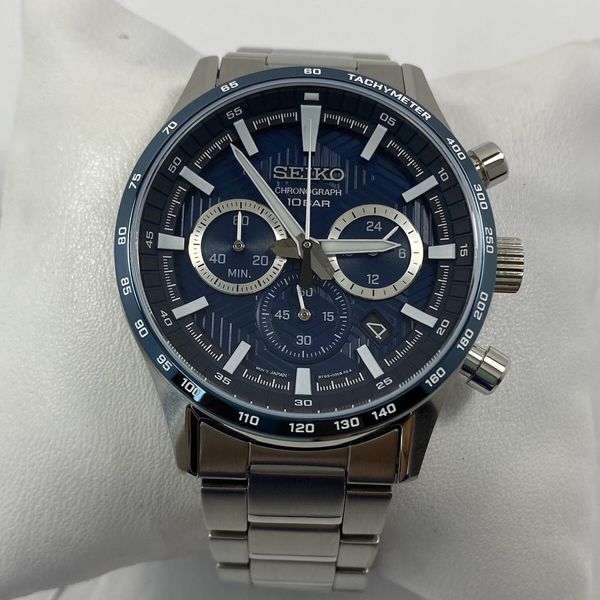 Seiko Essentials Chronograph Quartz Blue Dial Stainless Steel Men's ...