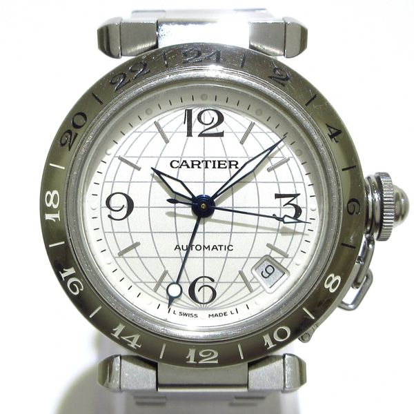 [New] [Used] Cartier Pasha C Meridian GMT 2 Time Zone Watch SS Light ...