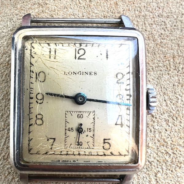 Vintage Longines rare ww2 era All Stainless Steel tank watch manual ...