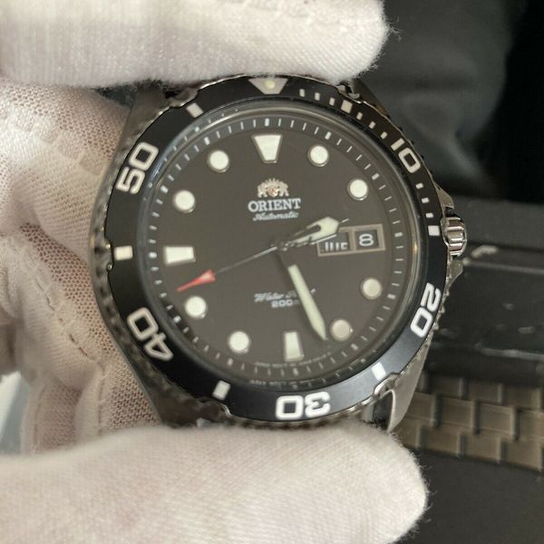 Orient Ray Raven II 200m Automatic Men's Black PVD Stainless Steel Dive ...
