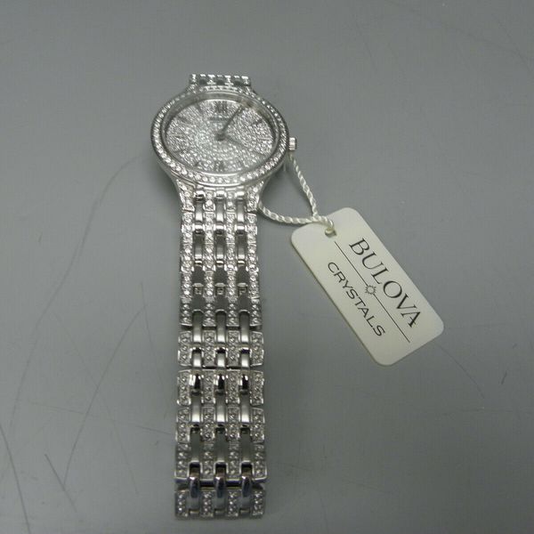 BULOVA 96L243 WOMENS SWAROVSKI CRYSTALS STAINLESS QUARTZ WATCH NEW ...