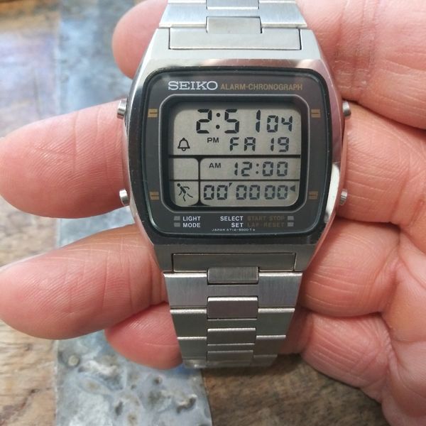 Vintage 1982 Seiko A714-5009 Running Man Alarm Chrono Digital Lcd Watch ...