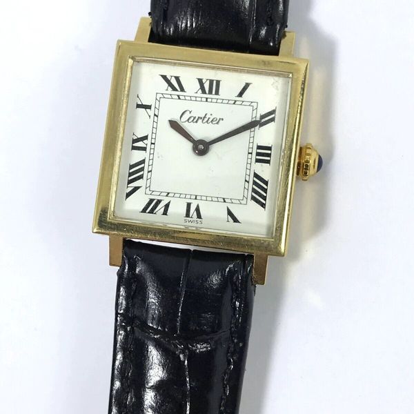 VINTAGE 1977 CARTIER SQUARE PRE-MUST LADIES 18K GOLD PLATED 22MM ...