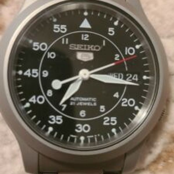SEIKO 5 SNK809 SNK809K1 Automatic 21 Jewels Black Dial Stainless Steel ...